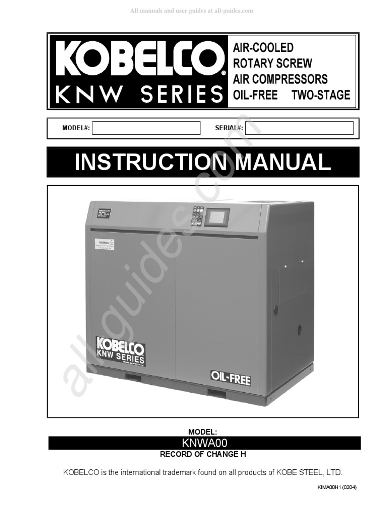 COMPRESOR - Kobelco-Knw-Series-Instruction-Manual-54 | PDF | Valve | Pump