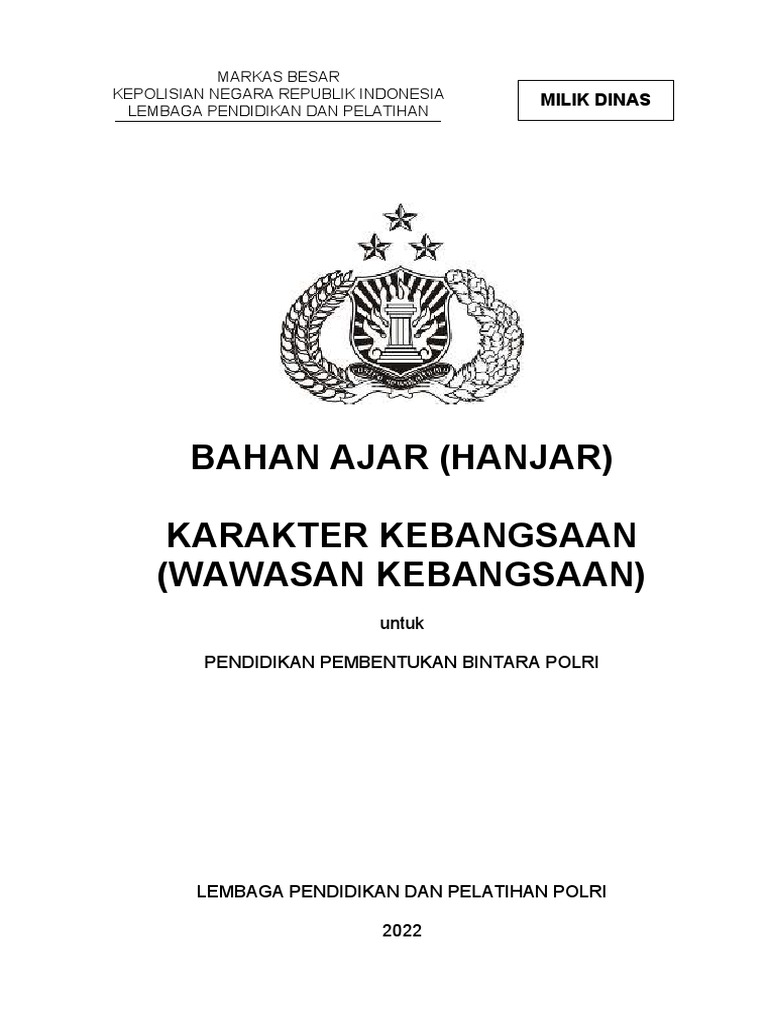 Bahan Ajar (Hanjar) Karakter Kebangsaan (Wawasan Kebangsaan) | PDF