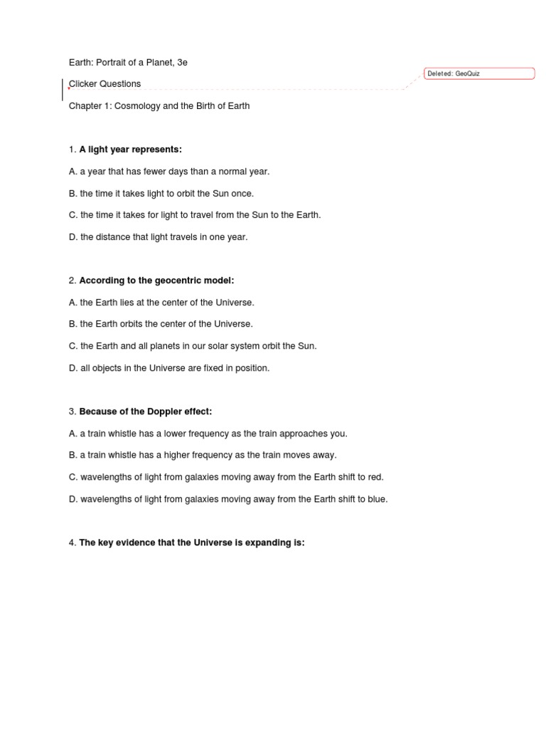 Clicker Questions Earth Portrait of A Planet 3e | PDF | Magma | Fault ...