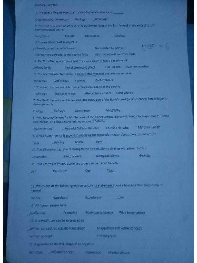 Physical Science Questions 1 68 and 81 150 11 Pages | PDF