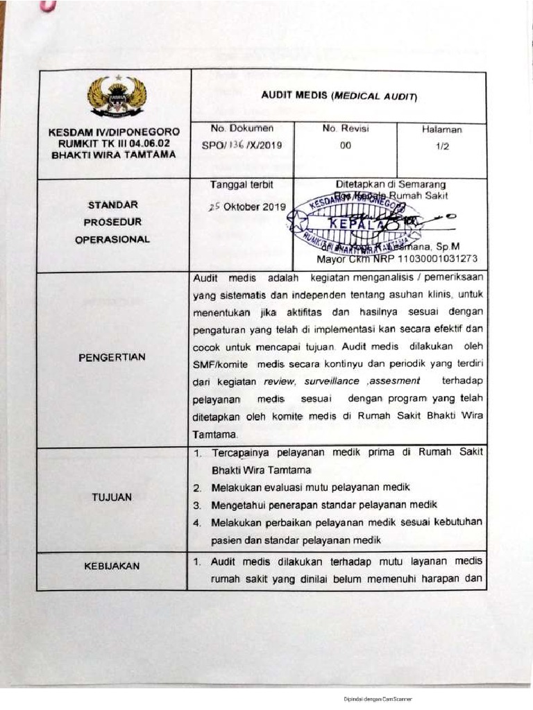 SOP Audit Medis | PDF