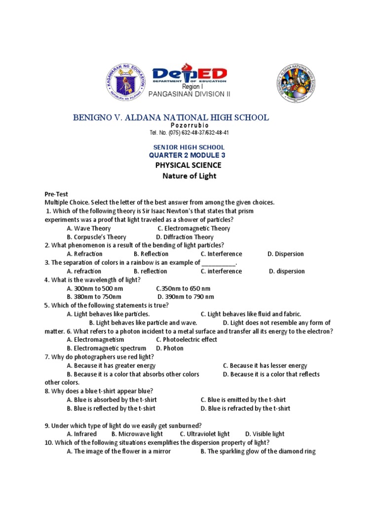 Benigno V. Aldana National High School: Physical Science Nature of ...