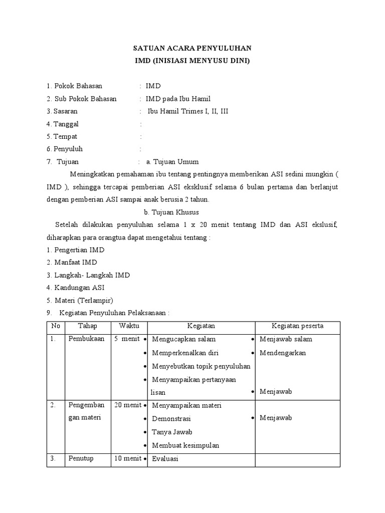 MEMAHAMI MANFAAT PENTINGNYA IMD DAN ASI EKSKLUSIF | PDF