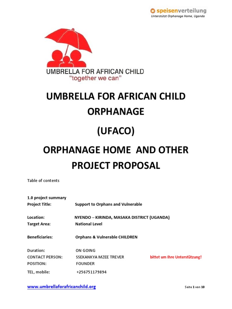 Umbrella For African Child Orphanage (Ufaco) Orphanage Home and Other ...