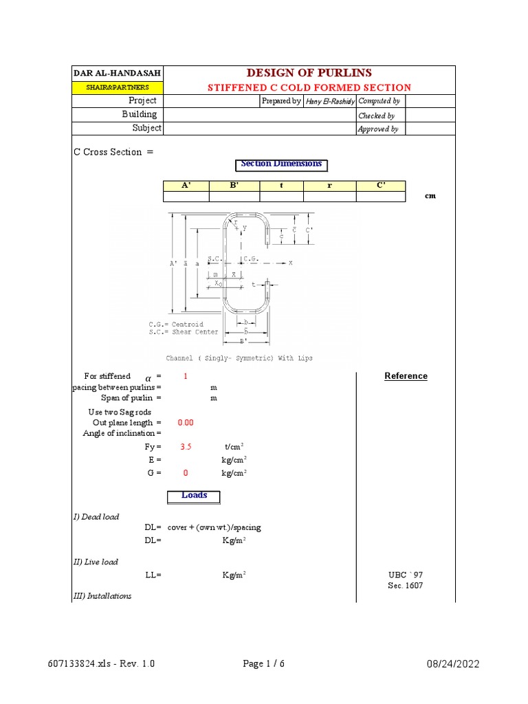 Design of C Purlins | PDF | Applied And Interdisciplinary Physics ...