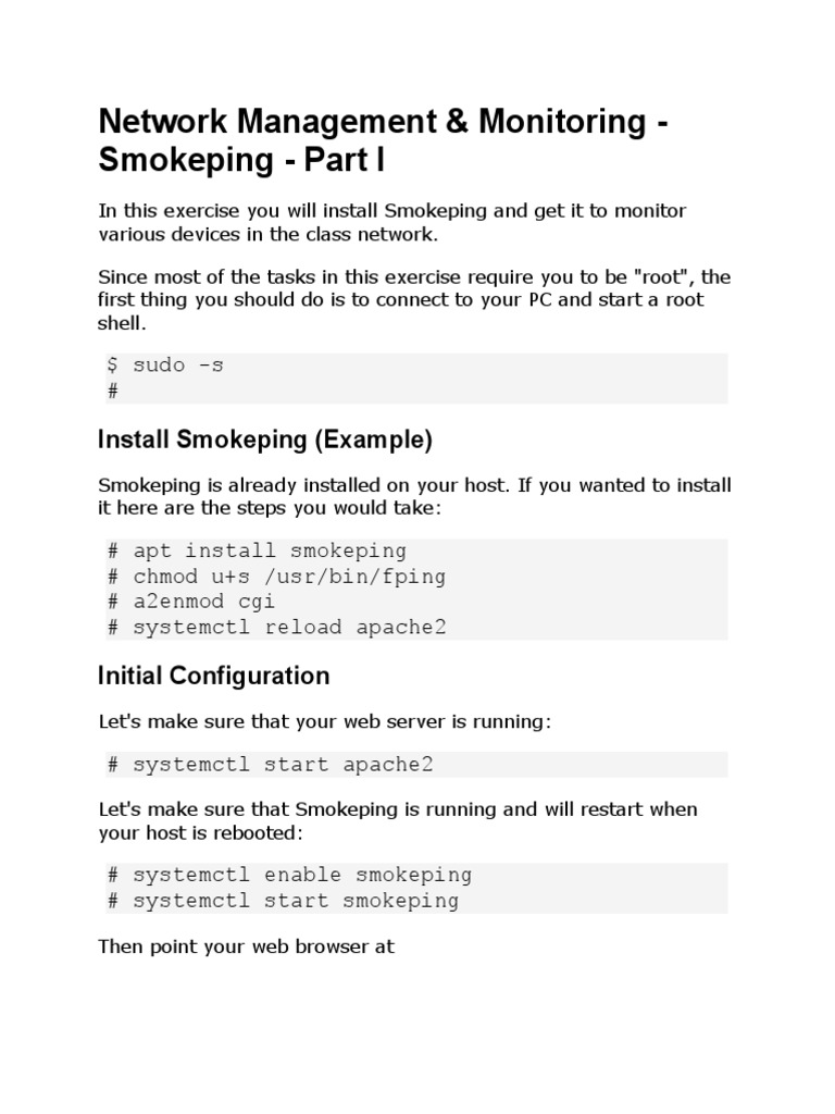 Network Management & Monitoring - Smokeping - Part I | PDF | Internet Architecture | System Software