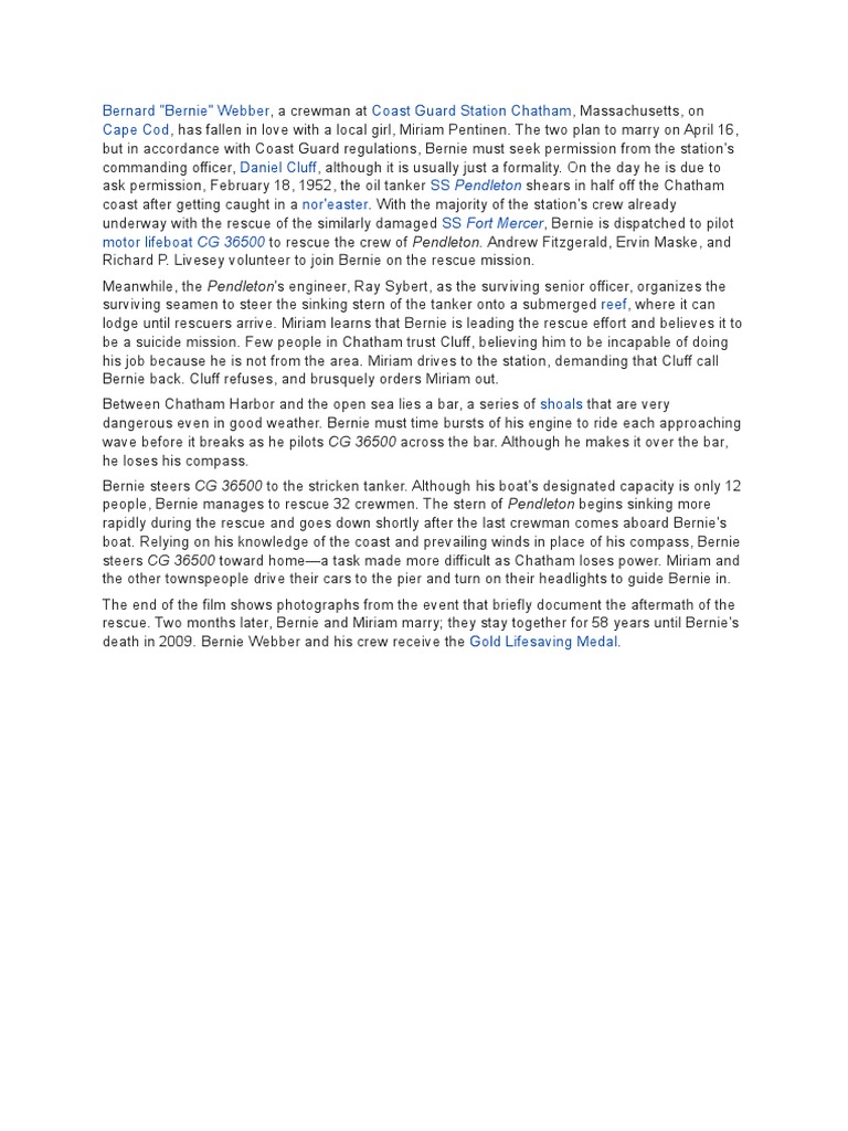 A Heroic Rescue: How Bernard "Bernie" Webber Led the Dangerous Mission ...