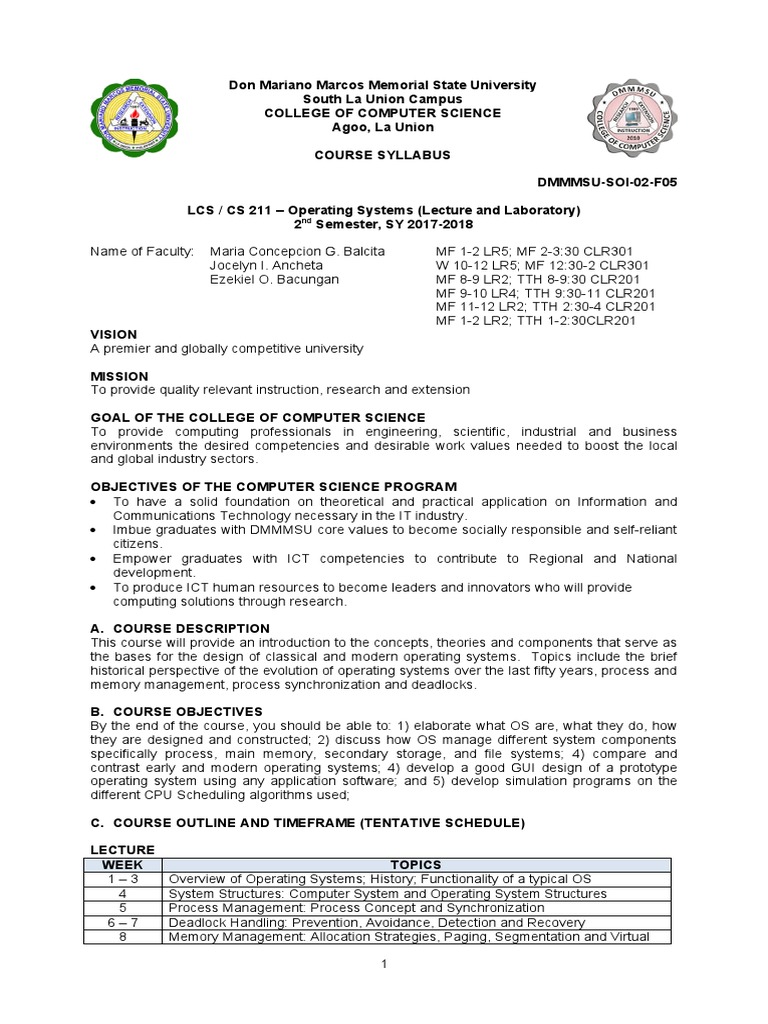 OBE Operating System Syllabus - UPDATED | PDF | Scheduling (Computing) | Operating System