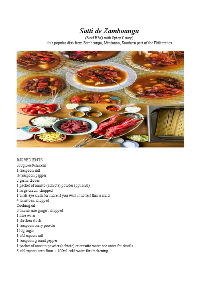 Satti de Zamboanga | PDF | Sauce | Taste
