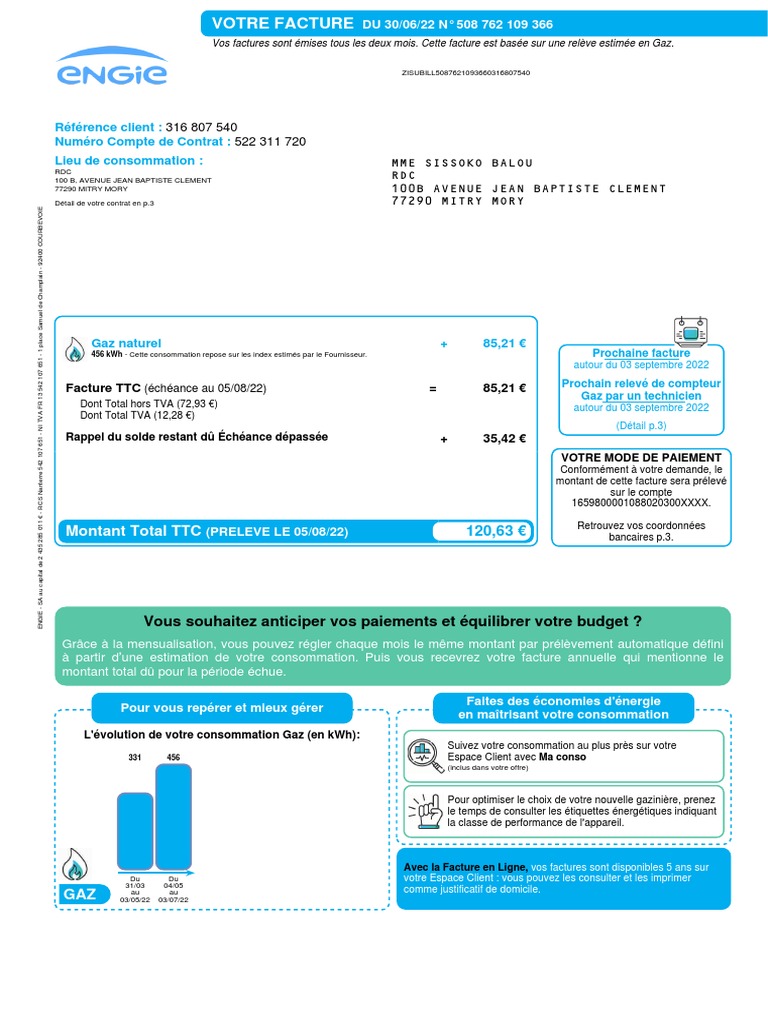 Facture Engie | PDF | Taxe sur la valeur ajoutée | Facture