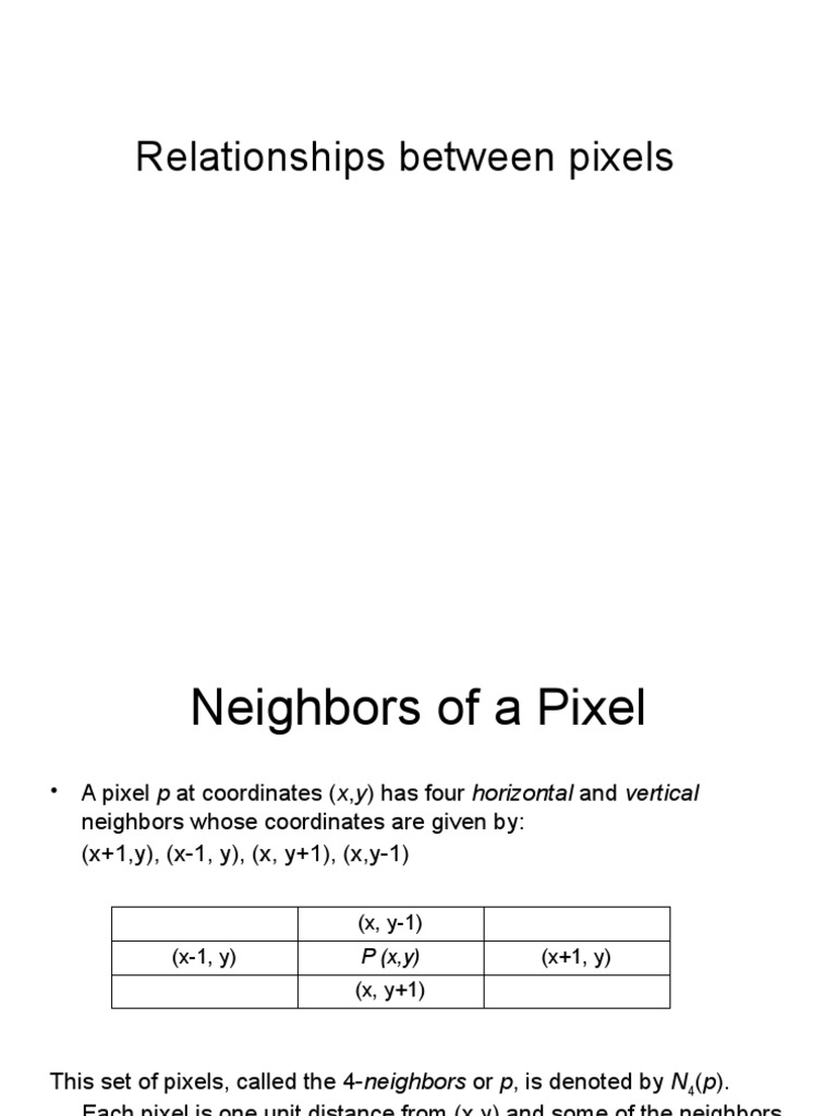 Relationships Between Pixelsss | PDF | Distance | Pixel