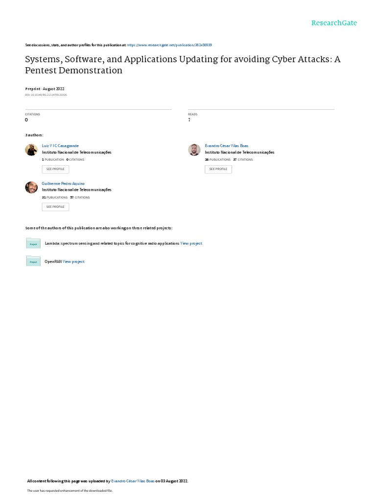 Systems, Software, and Applications Updating For Avoiding Cyber Attacks ...