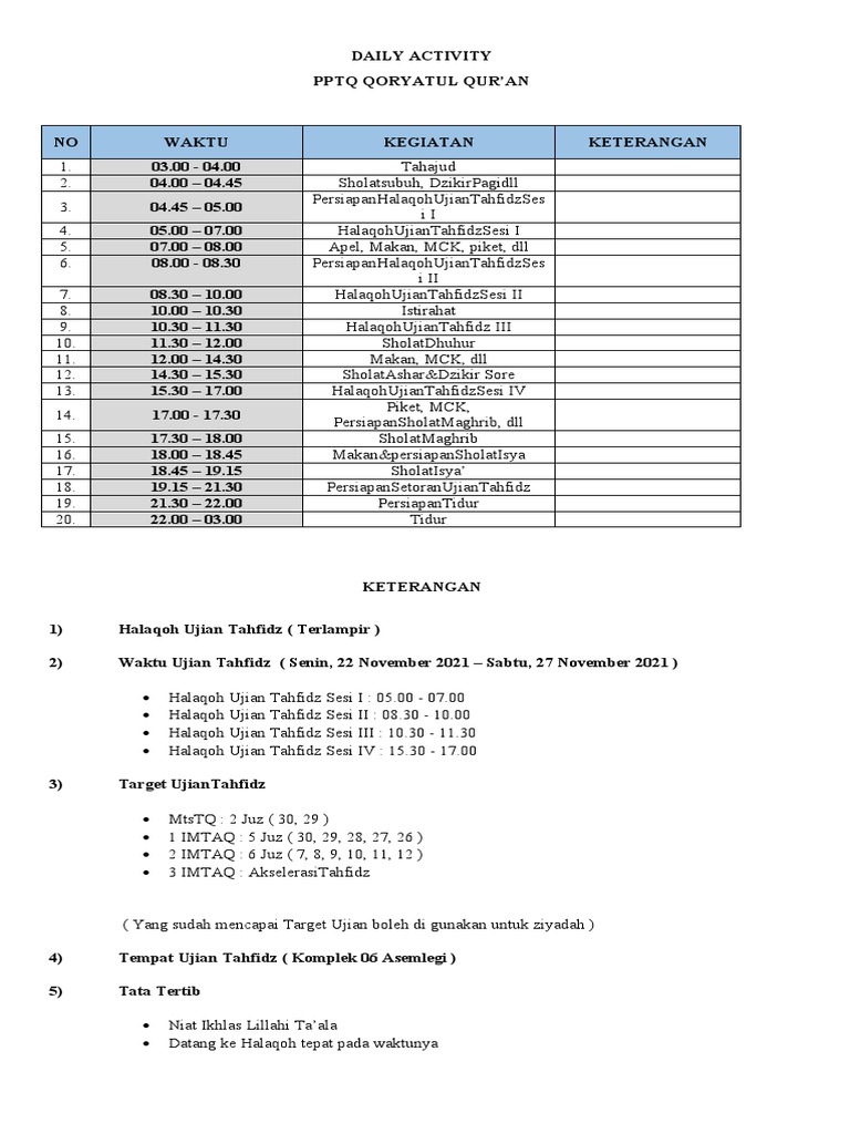 DAILY ACTIVITY PDF