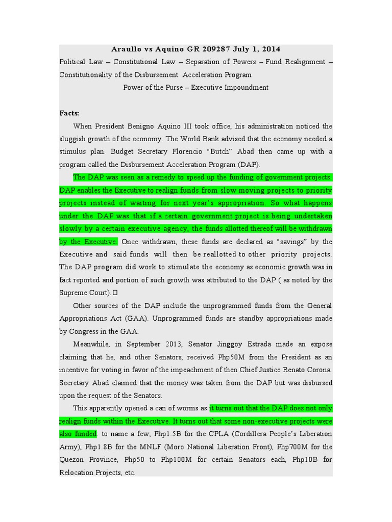 Case Digest ARAULLO Vs AQUINO-OCHOA | PDF | Benigno Aquino Iii ...