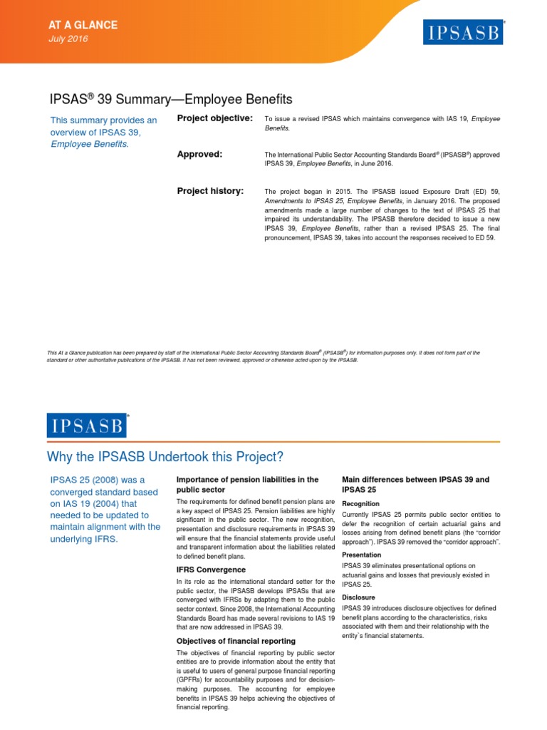 Ipsasb at A Glance Ipsas 39 | PDF | Defined Benefit Pension Plan ...