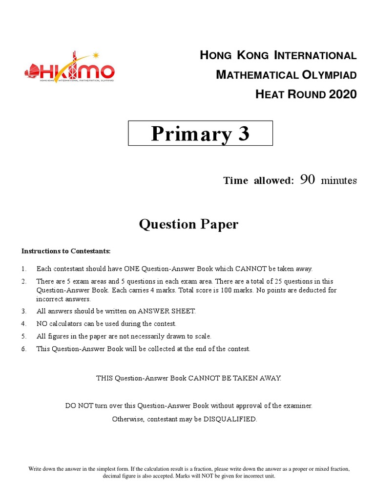 HKIMO 2020 Heat P3 | PDF | Numbers | Mathematical Notation
