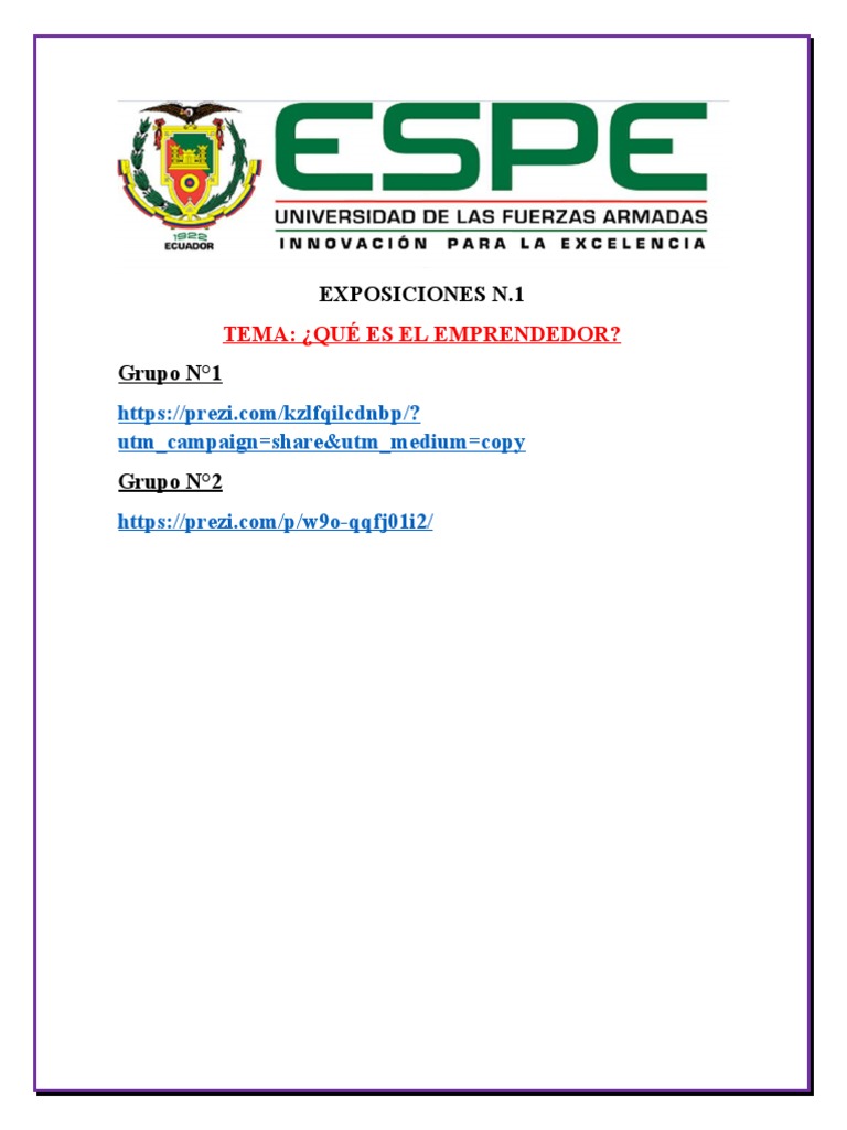 Exposiciones Tema N°1 ¿Que Es Emprendimiento | PDF