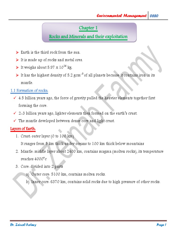 Rocks and Minerals and Their Exploitation: Environmental Management ...