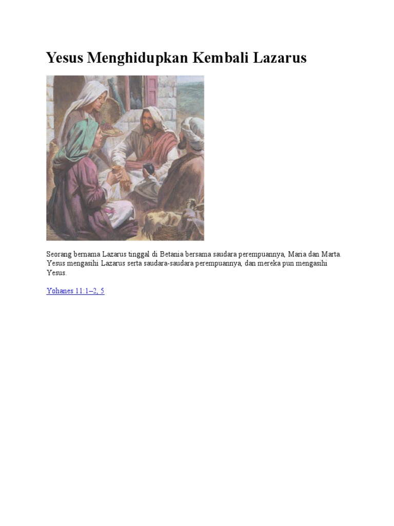 Yesus Menghidupkan Kembali Lazarus | PDF
