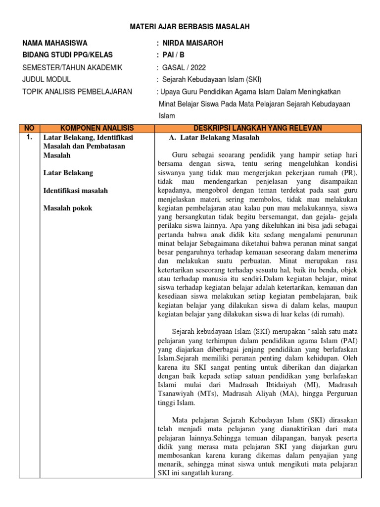 ANALISIS Materi PBL Modul 10-SKI | PDF