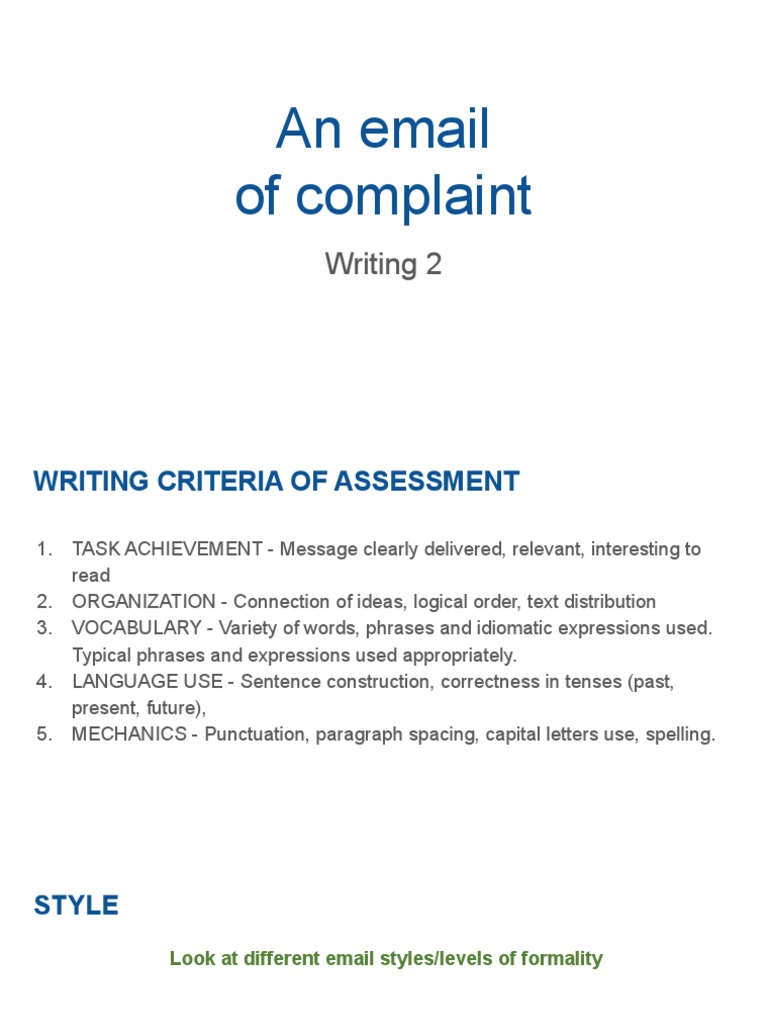 An Email of Complaint: Writing 2 | PDF