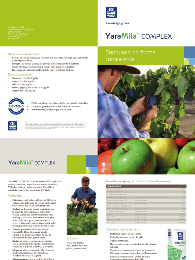 YaraMila Complex: Fertilizante NPK 12-11-18 | PDF | Fertilizante | Química
