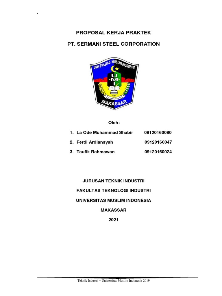 Proposal Kerja Praktek di PT Sermani Steel | PDF