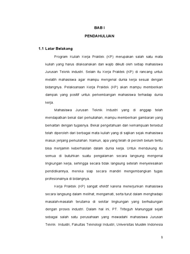Kuliah Kerja Praktek di PT Triteguh Manunggal | PDF | Bisnis