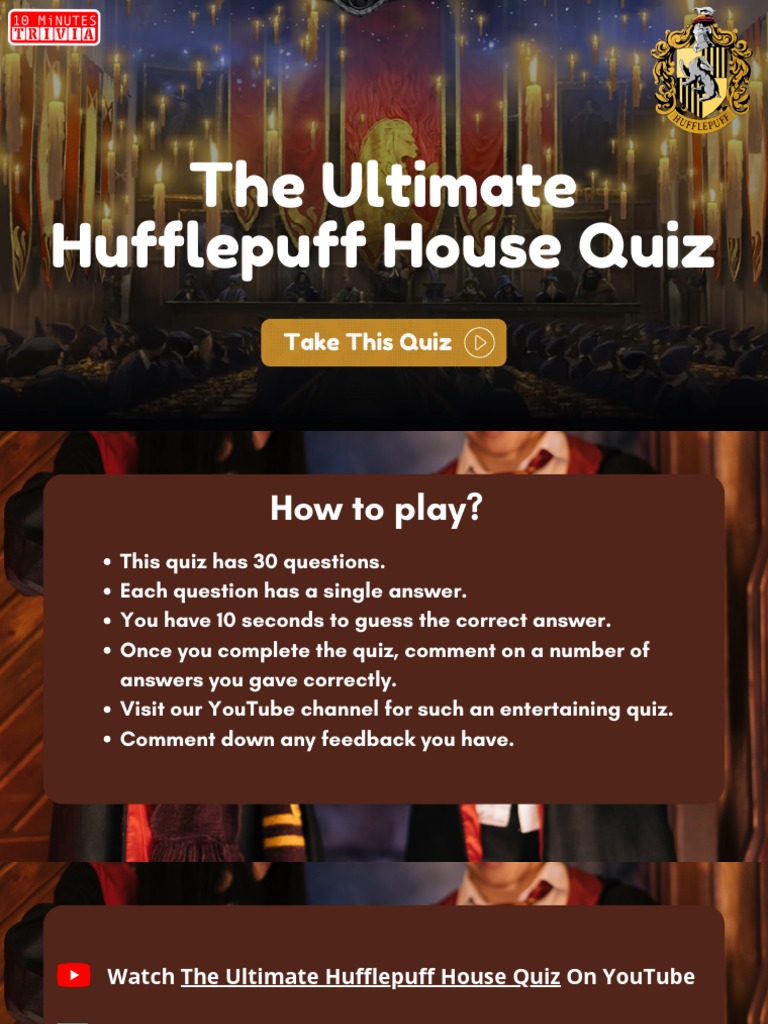 How Much Do You Know About Hufflepuff House A Comprehensive Quiz. | PDF ...