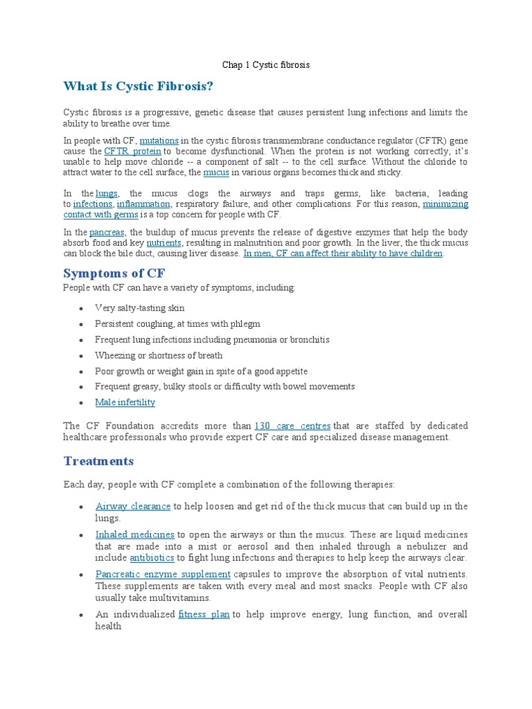Chap 1 Cystic Fibrosis | PDF | Causes Of Death | Diseases And Disorders
