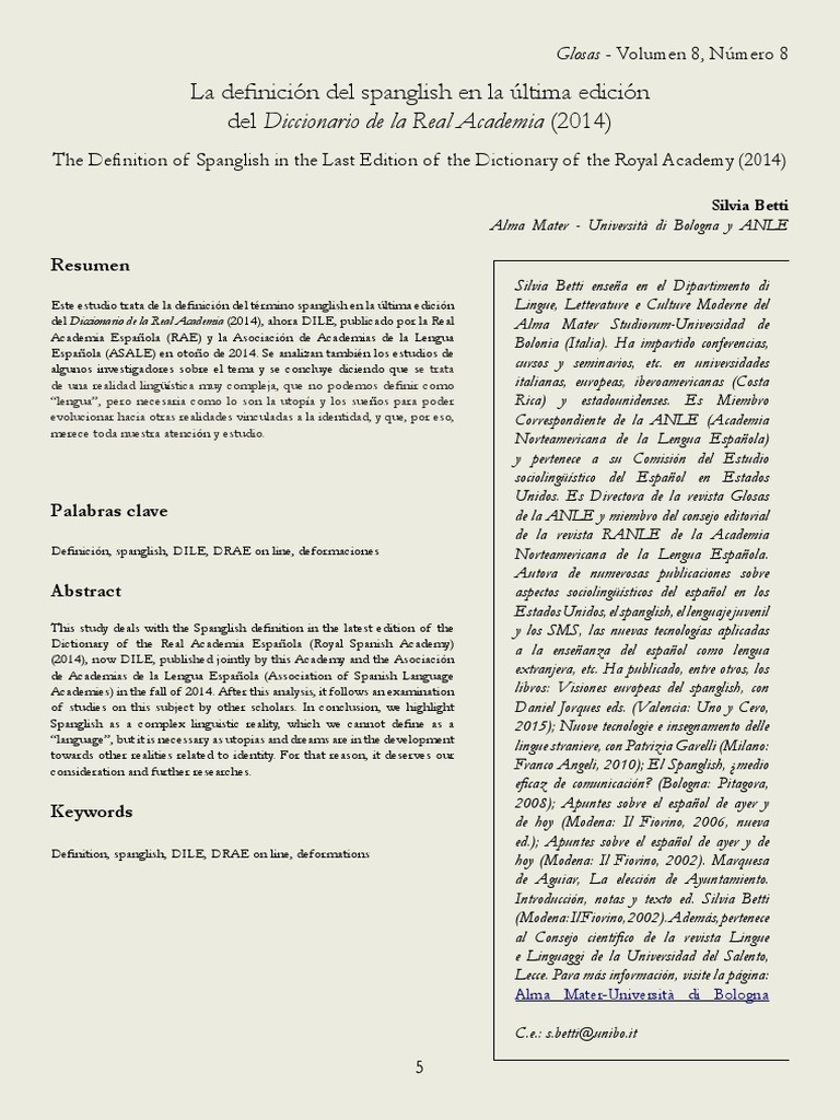 La Definicion Del Spanglish | PDF | Multilingüismo | Cognición