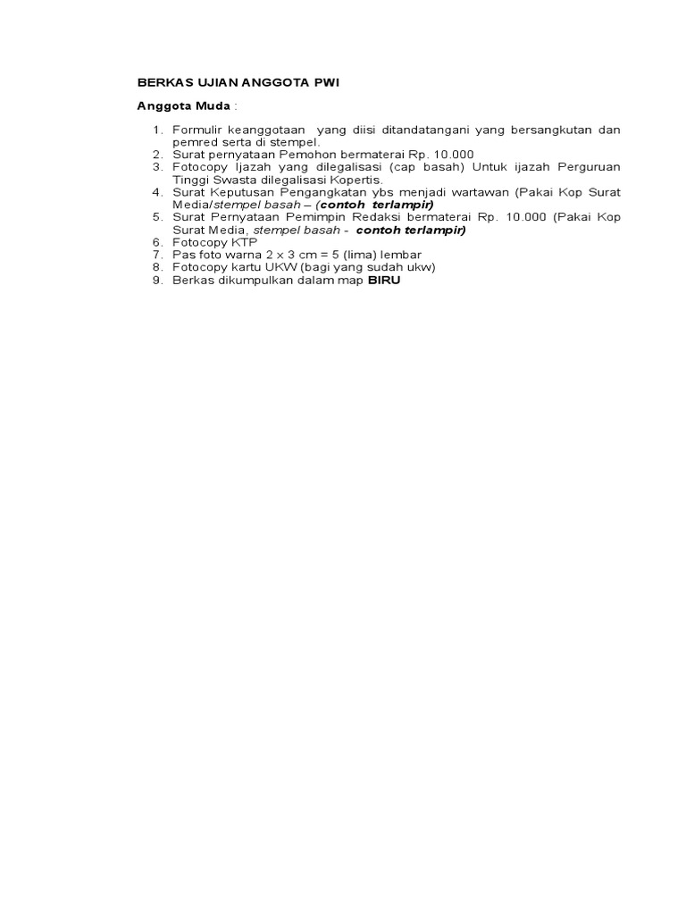 Formulir Anggota Muda Pwi | PDF | Karier & Perkembangan | Politik