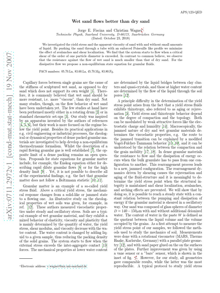 Wet Sand Flows Better Than Dry Sand | PDF | Yield (Engineering) | Viscosity