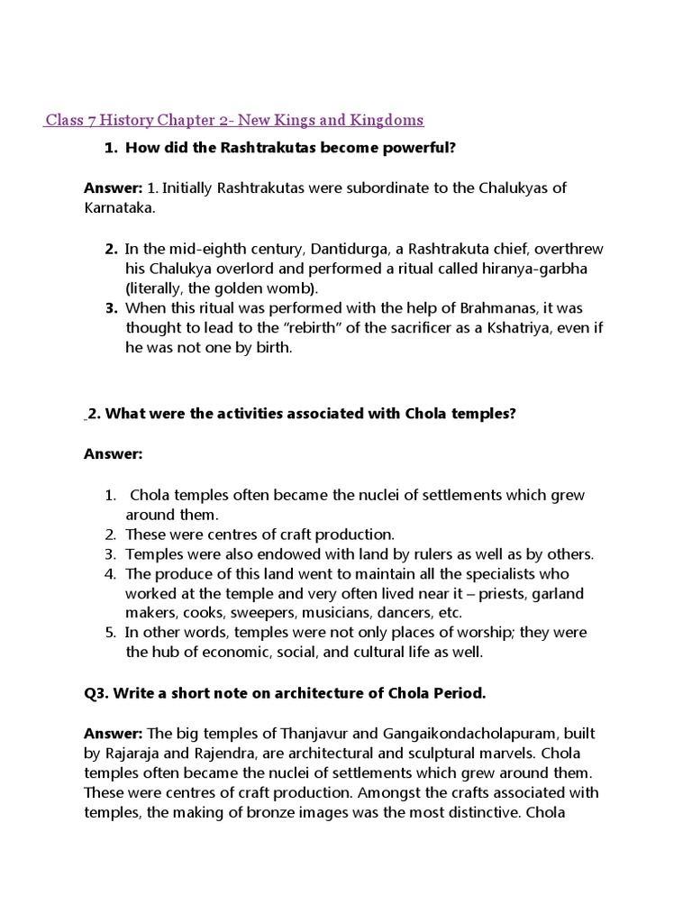 G7 History Chapter 2 and 3 Q and A | PDF