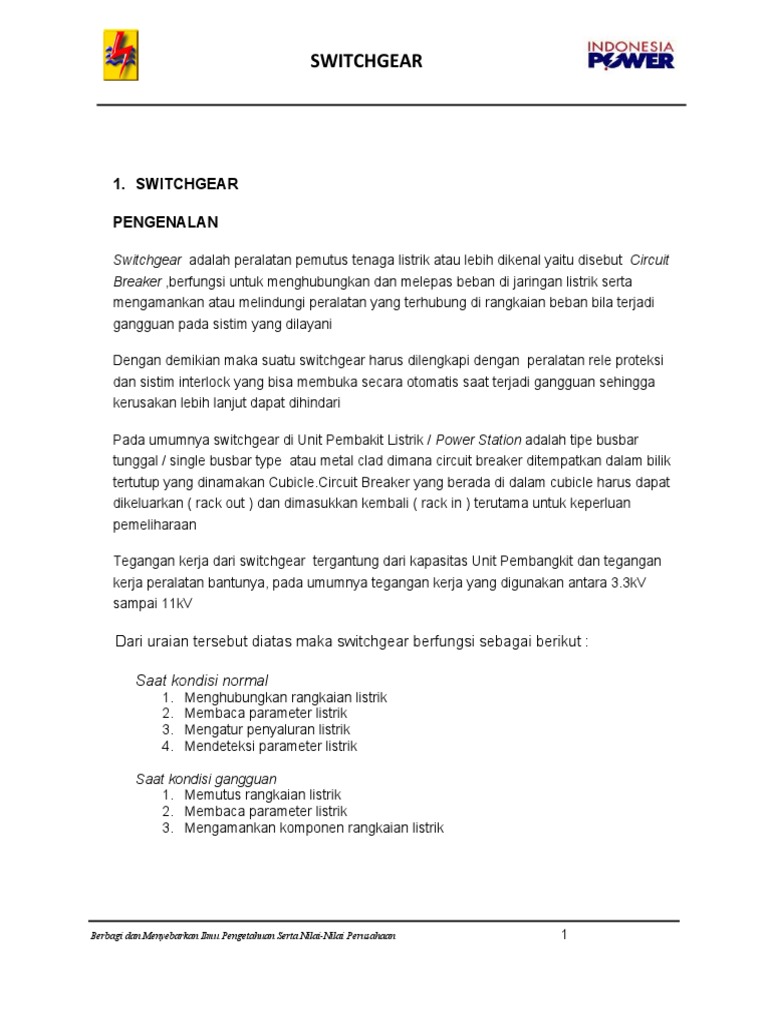 Materi Switchgear | PDF