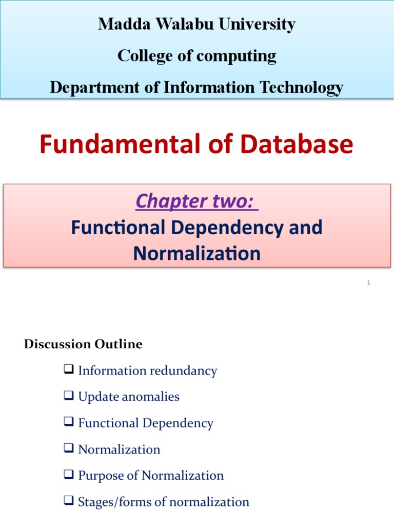 Fundamental of Database: Madda Walabu University College of Computing Department of Information ...