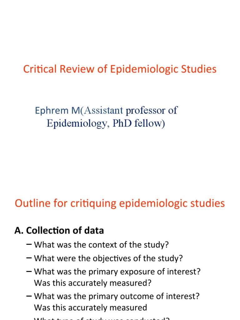 Critical Review of Epidemiologic Studies | PDF | Epidemiology | Confounding