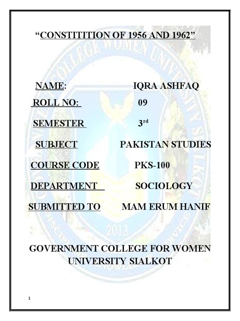 Constitition of 1956 and 1962 | PDF | Parliament Of Pakistan | Constitution