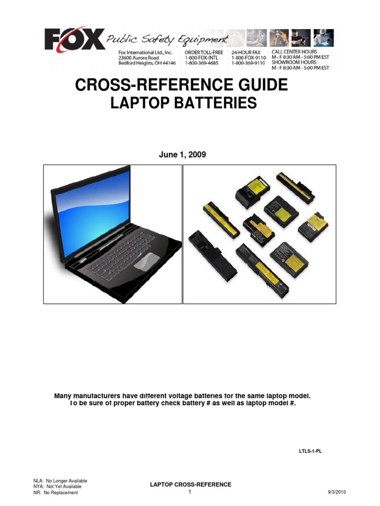 Laptop Battery Cross-Reference Guide | PDF | Product Introductions | Computer Related Introductions