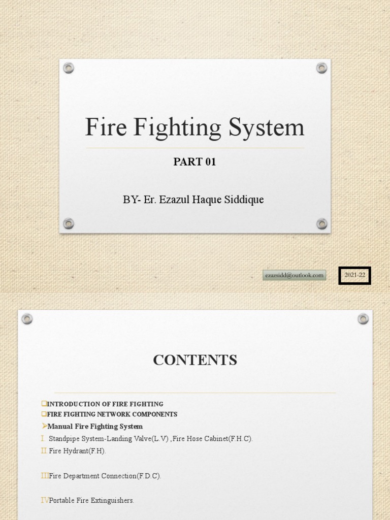 Fire Fighting System Part 01 by Er. Ezazul Haque | PDF | Fires | Combustion