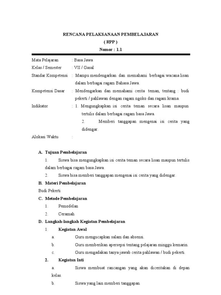 RPP B. Jawa | PDF