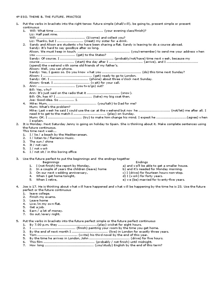 The Future Tenses Practice | PDF