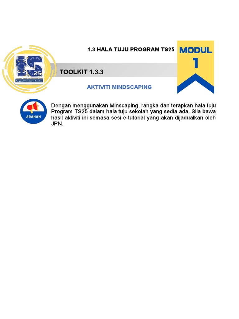 TOOLKIT 1.3.3: 1.3 Hala Tuju Program Ts25 | PDF