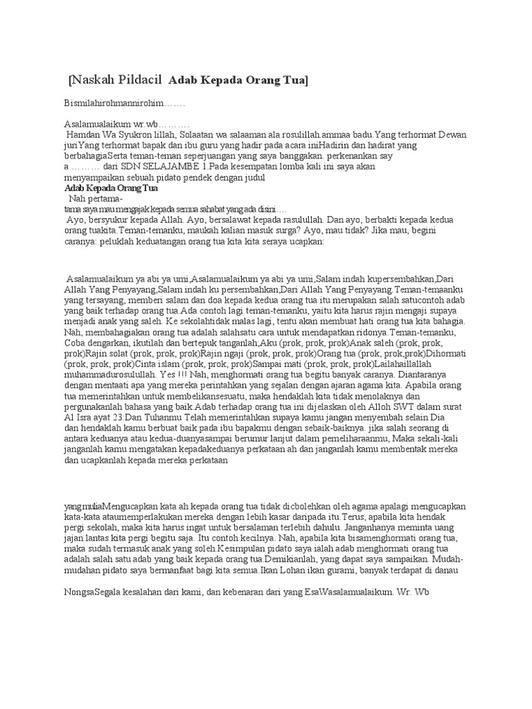 Naskah Pildacil Adab Kepada Orang Tua | PDF