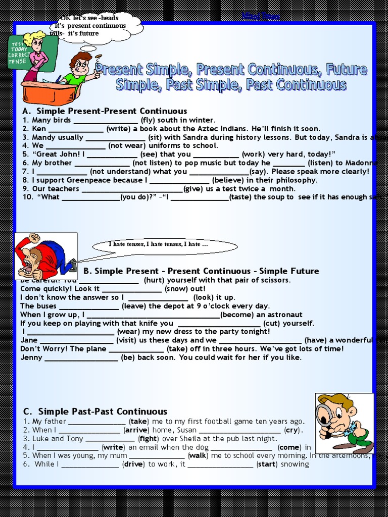 A. Simple Present-Present Continuous: OK Let's See - Heads It's Present ...