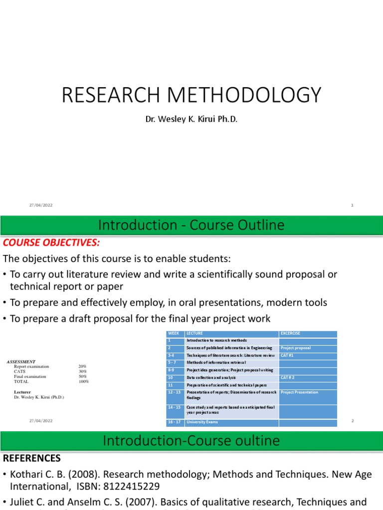 Research Methodology: Dr. Wesley K. Kirui PH.D | PDF | Statistics ...