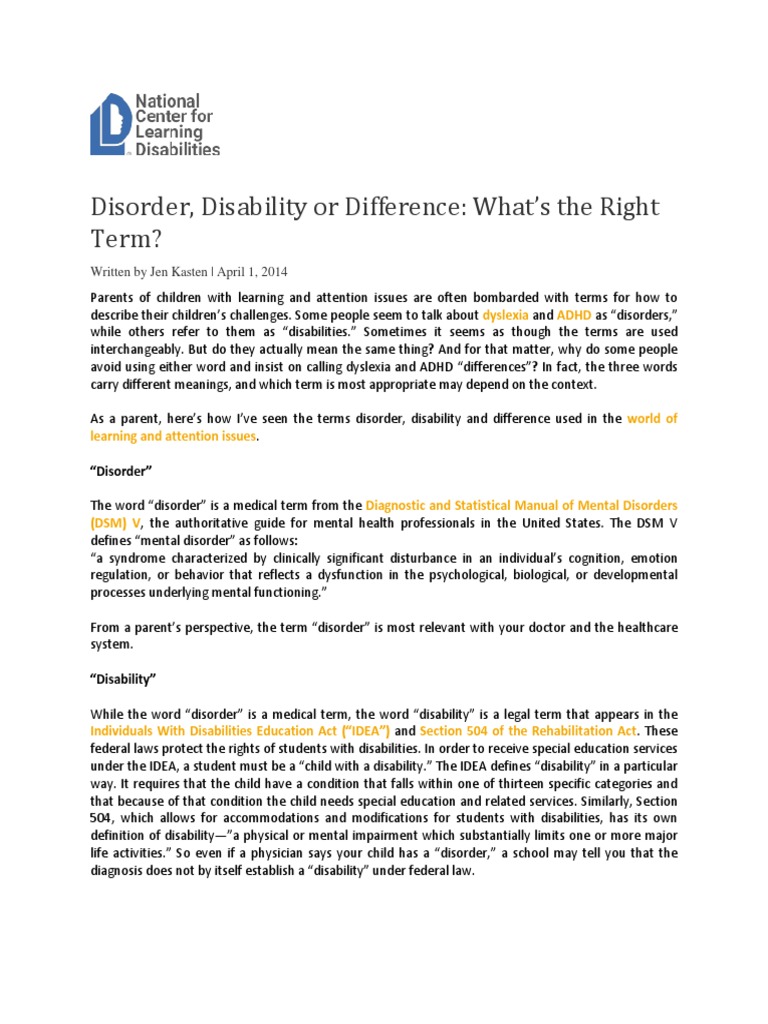 Disorder, Disability or Difference: What's The Right Term?: Dyslexia ...