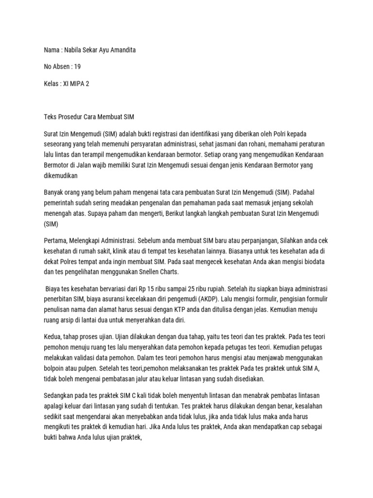 Teks Prosedur Sim | PDF | Pengelolaan Keuangan & Uang