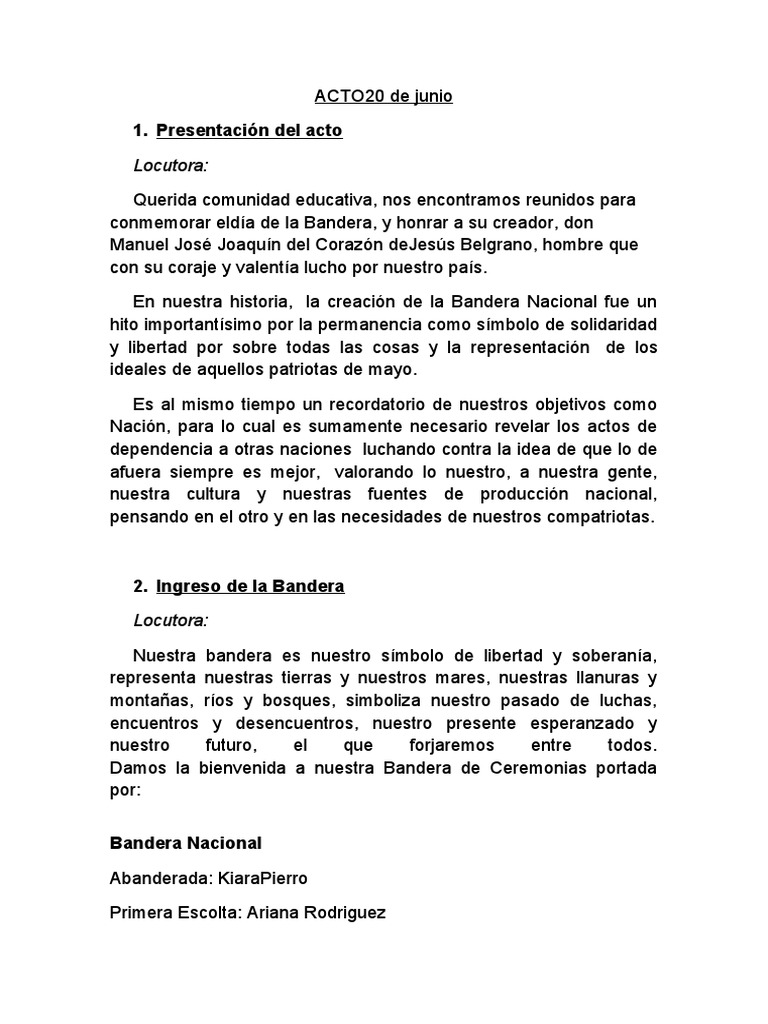 Acto 20 de Junio Glosas | PDF