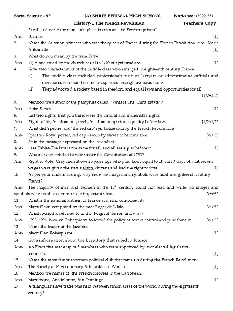 French Revolution Main WS | PDF | French Revolution | France